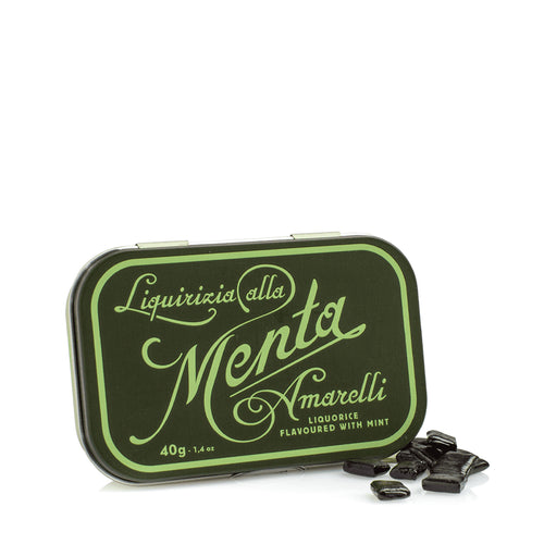 Amarelli Mint Liquorice in Tin (Green) - 40g: Official Stockist