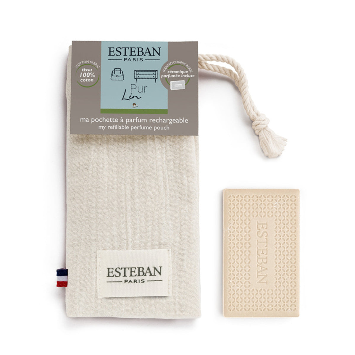 Esteban Pur Lin Perfumed Ceramics in Linen Pouch: Official Stockist