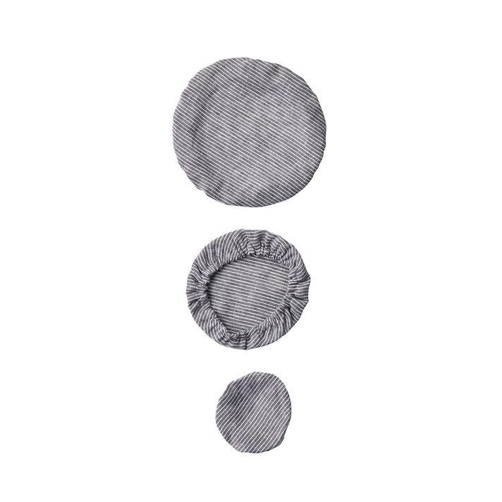 Fog Linen Work Bowl Cover Set 3: Grey White Stripe: Official Stockist